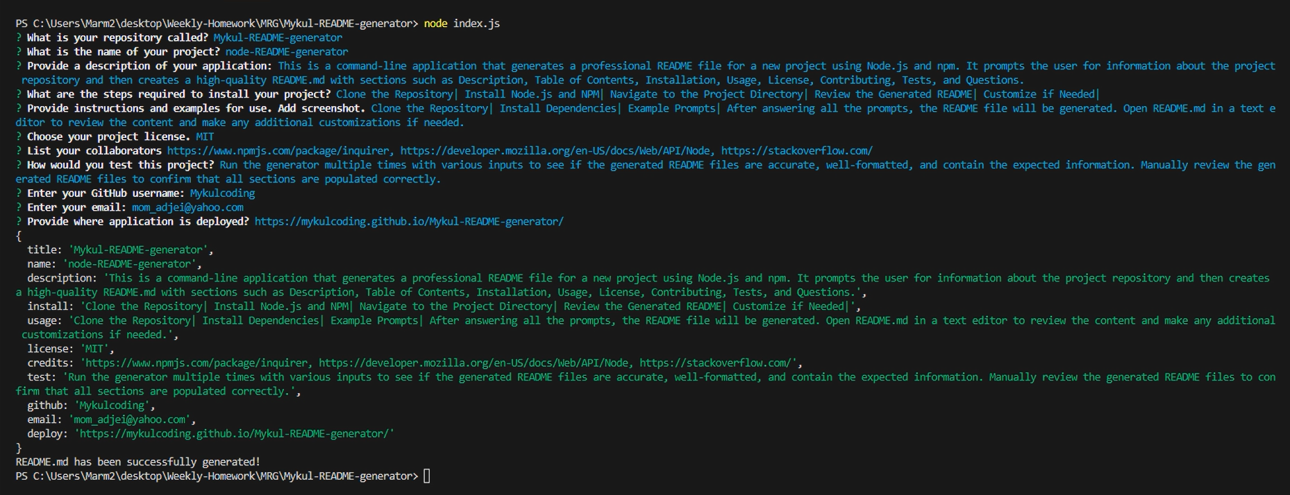 Mykul-README-generator